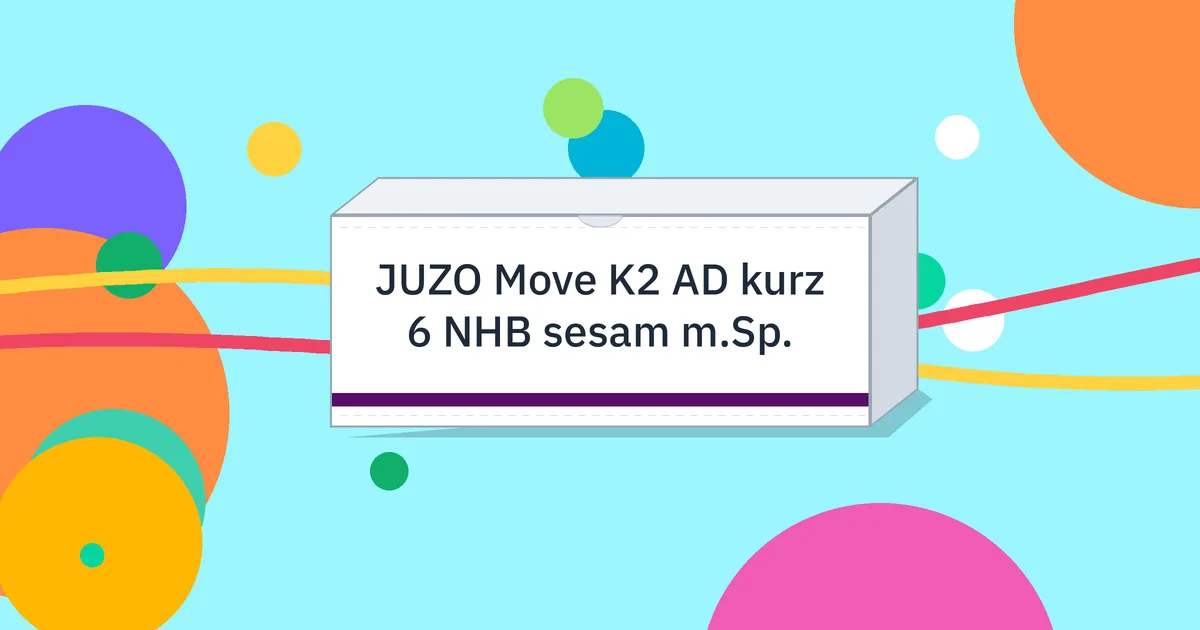 Symbolbild: Packung mit der Aufschrift JUZO Move K2 AD kurz 6 NHB sesam m.Sp. (PZN 18508839) – Verfügbarkeit und Bezug in Apotheken in Frankfurt am Main
