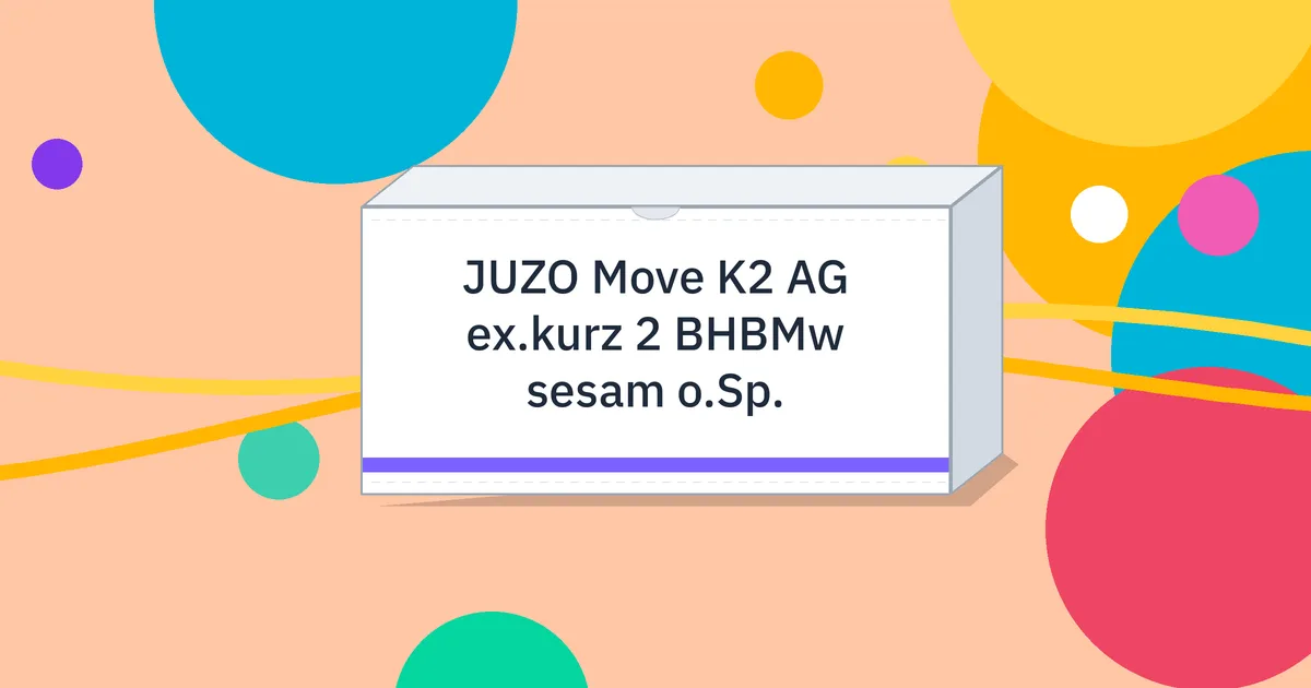 Symbolbild: Packung mit der Aufschrift JUZO Move K2 AG ex.kurz 2 BHBMw sesam o.Sp. (PZN 18534765) – Verfügbarkeit und Bezug in Apotheken in Frankfurt am Main