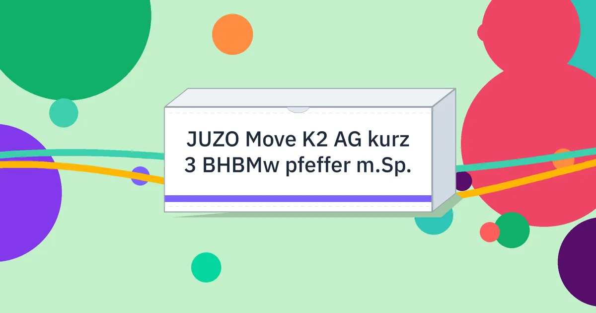 Symbolbild: Packung mit der Aufschrift JUZO Move K2 AG kurz 3 BHBMw pfeffer m.Sp. (PZN 16649895) – Verfügbarkeit und Bezug in Apotheken in Frankfurt am Main