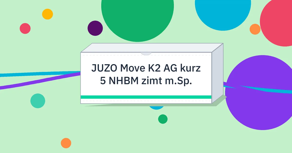 Symbolbild: Packung mit der Aufschrift JUZO Move K2 AG kurz 5 NHBM zimt m.Sp. (PZN 18527297) – Verfügbarkeit und Bezug in Apotheken in Frankfurt am Main