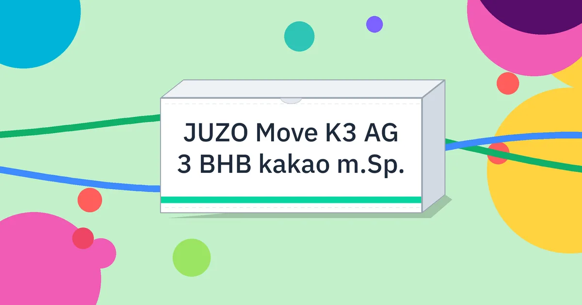 Symbolbild: Packung mit der Aufschrift JUZO Move K3 AG 3 BHB kakao m.Sp. (PZN 18587566) – Verfügbarkeit und Bezug in Apotheken in Frankfurt am Main