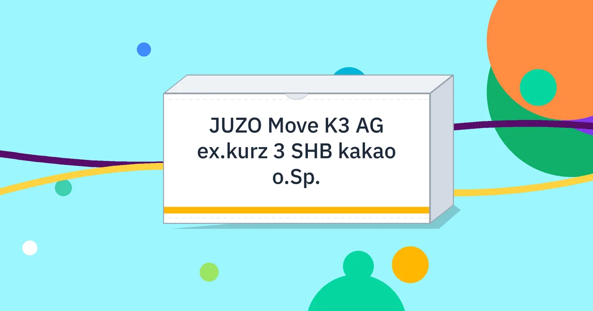 Symbolbild: Packung mit der Aufschrift JUZO Move K3 AG ex.kurz 3 SHB kakao o.Sp. (PZN 18597292) – Verfügbarkeit und Bezug in Apotheken in Frankfurt am Main