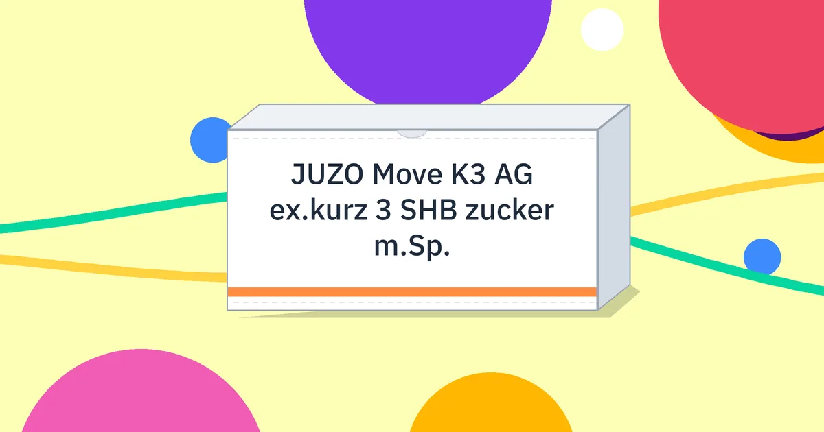 Symbolbild: Packung mit der Aufschrift JUZO Move K3 AG ex.kurz 3 SHB zucker m.Sp. (PZN 18583249) – Verfügbarkeit und Bezug in Apotheken in Frankfurt am Main