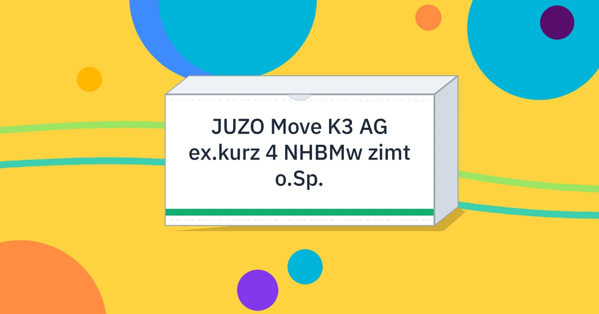 Symbolbild: Packung mit der Aufschrift JUZO Move K3 AG ex.kurz 4 NHBMw zimt o.Sp. (PZN 18584881) – Verfügbarkeit und Bezug in Apotheken in Frankfurt am Main