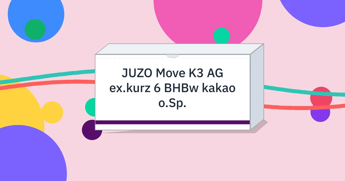 Symbolbild: Packung mit der Aufschrift JUZO Move K3 AG ex.kurz 6 BHBw kakao o.Sp. (PZN 18597748) – Verfügbarkeit und Bezug in Apotheken in Frankfurt am Main
