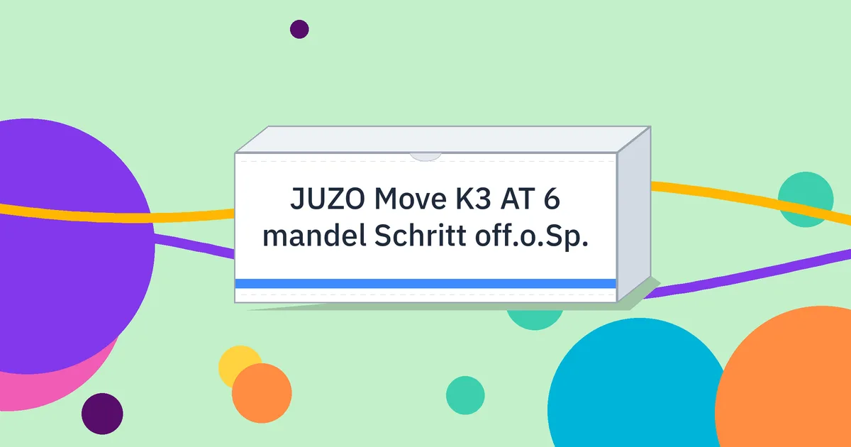Symbolbild: Packung mit der Aufschrift JUZO Move K3 AT 6 mandel Schritt off.o.Sp. (PZN 20679175) – Verfügbarkeit und Bezug in Apotheken in Frankfurt am Main