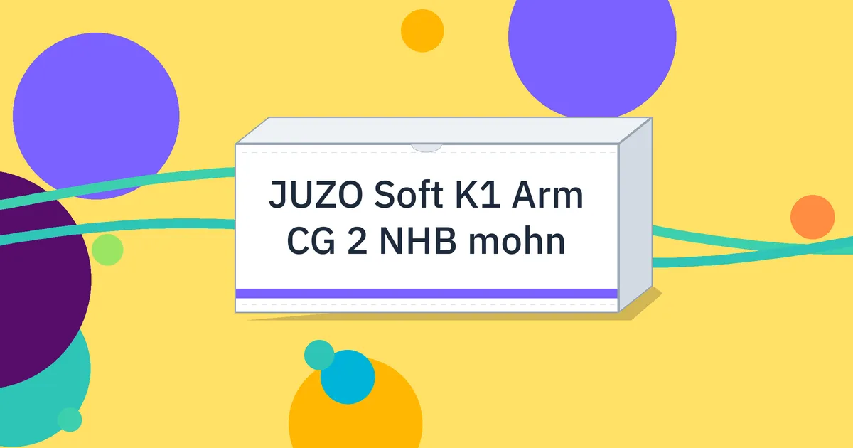 Symbolbild: Packung mit der Aufschrift JUZO Soft K1 Arm CG 2 NHB mohn (PZN 15507271) – Verfügbarkeit und Bezug in Apotheken in Frankfurt am Main