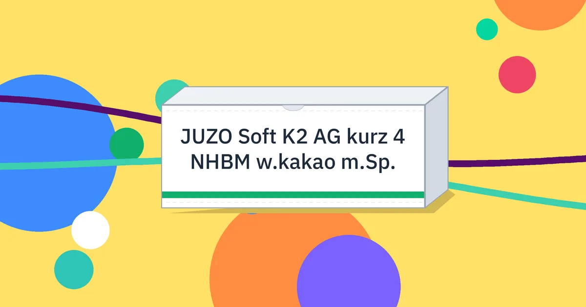 Symbolbild: Packung mit der Aufschrift JUZO Soft K2 AG kurz 4 NHBM w.kakao m.Sp. (PZN 15020474) – Verfügbarkeit und Bezug in Apotheken in Frankfurt am Main