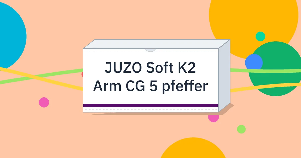 Symbolbild: Packung mit der Aufschrift JUZO Soft K2 Arm CG 5 pfeffer (PZN 15511947) – Verfügbarkeit und Bezug in Apotheken in Frankfurt am Main