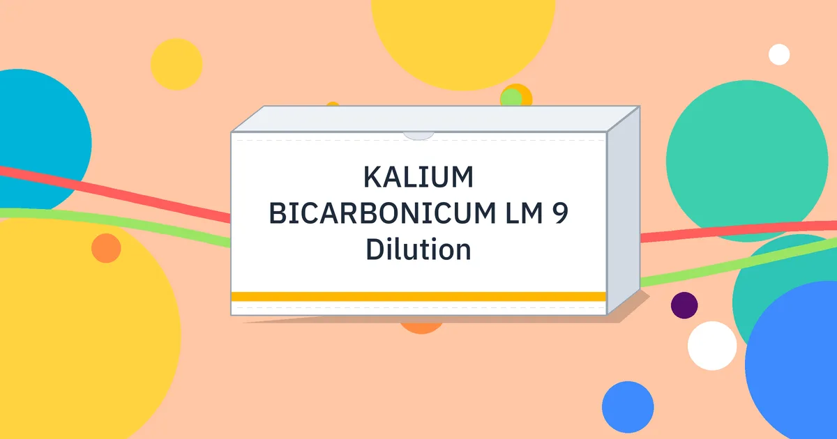 Symbolbild: Packung mit der Aufschrift KALIUM BICARBONICUM LM 9 Dilution (PZN 13783417) – Verfügbarkeit und Bezug in Apotheken in Frankfurt am Main