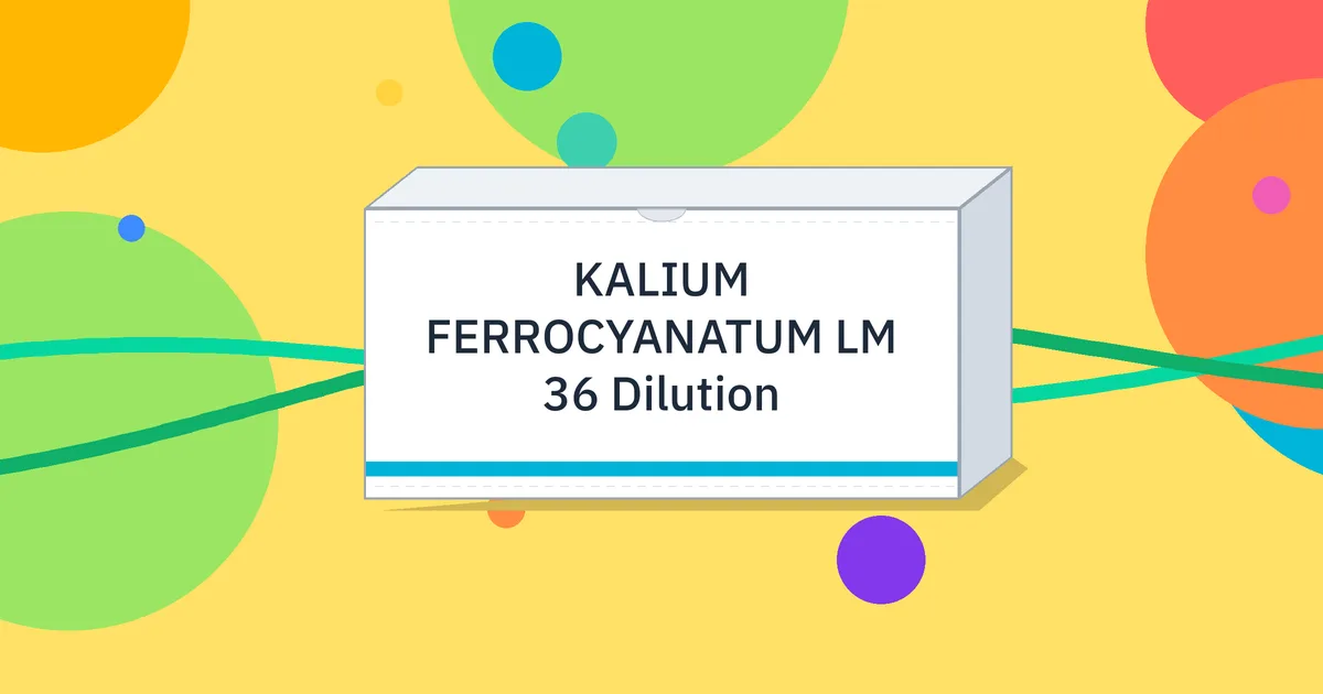 Symbolbild: Packung mit der Aufschrift KALIUM FERROCYANATUM LM 36 Dilution (PZN 12921260) – Verfügbarkeit und Bezug in Apotheken in Frankfurt am Main