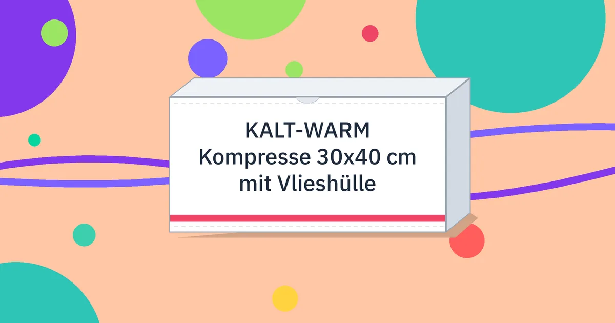 Symbolbild: Packung mit der Aufschrift KALT-WARM Kompresse 30x40 cm mit Vlieshülle (PZN 02738141) – Verfügbarkeit und Bezug in Apotheken in Frankfurt am Main