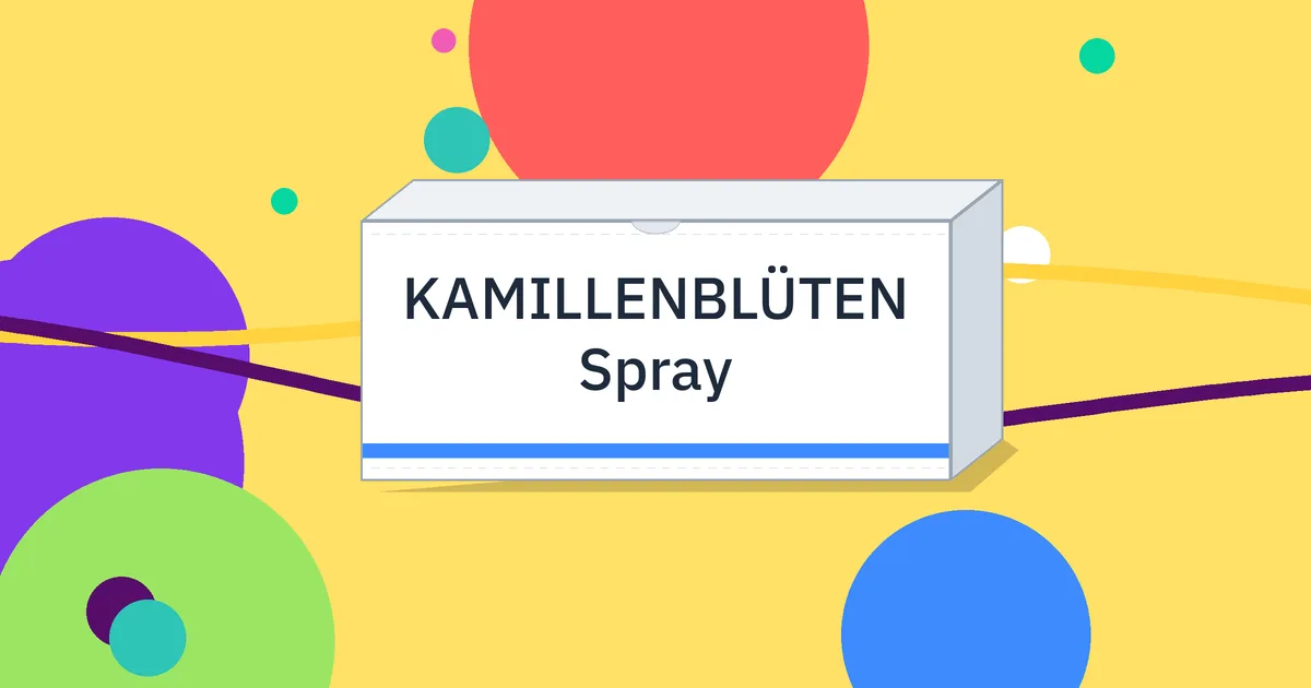 Symbolbild: Packung mit der Aufschrift KAMILLENBLÜTEN Spray (PZN 11712873) – Verfügbarkeit und Bezug in Apotheken in Frankfurt am Main