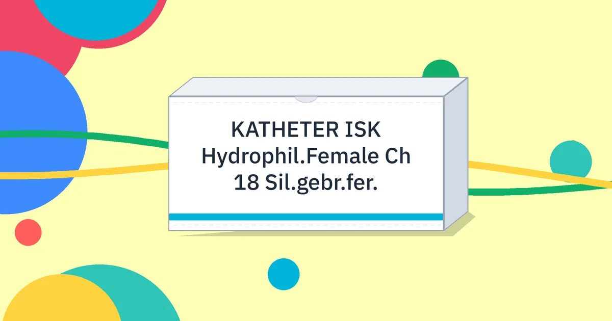 Symbolbild: Packung mit der Aufschrift KATHETER ISK Hydrophil.Female Ch 18 Sil.gebr.fer. (PZN 07613881) – Verfügbarkeit und Bezug in Apotheken in Frankfurt am Main