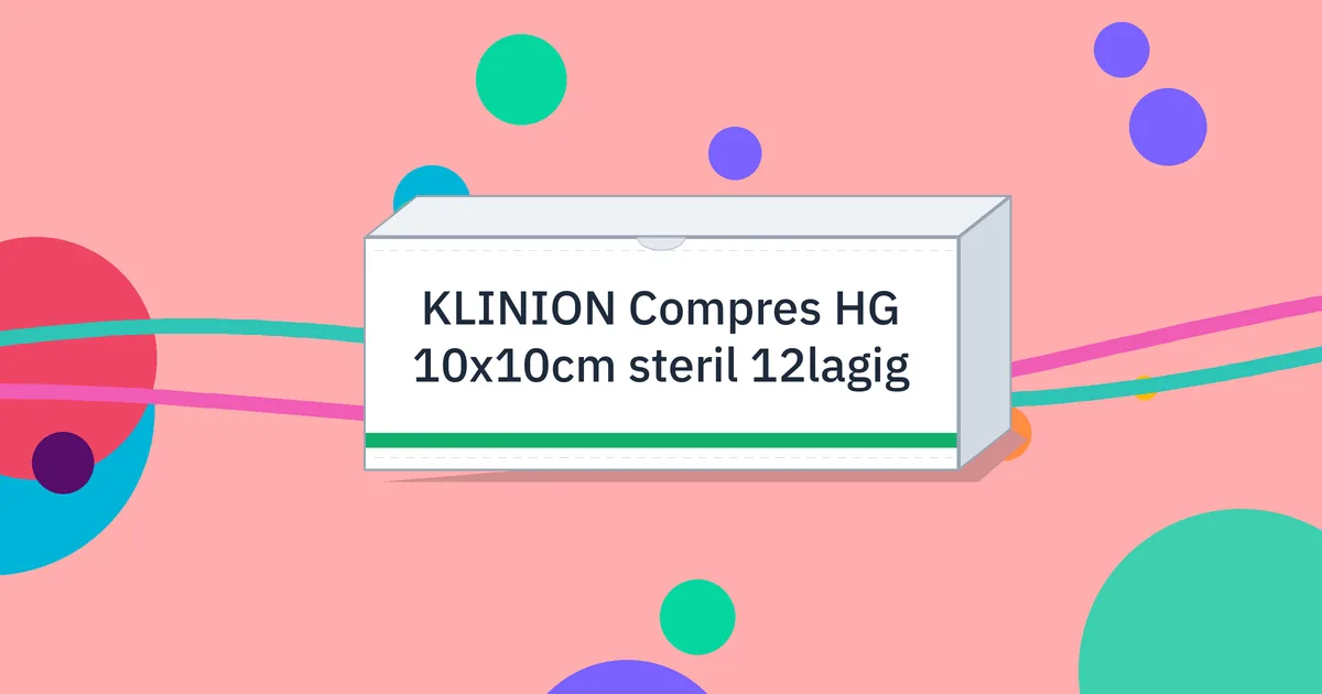 Symbolbild: Packung mit der Aufschrift KLINION Compres HG 10x10cm steril 12lagig (PZN 06465154) – Verfügbarkeit und Bezug in Apotheken in Frankfurt am Main