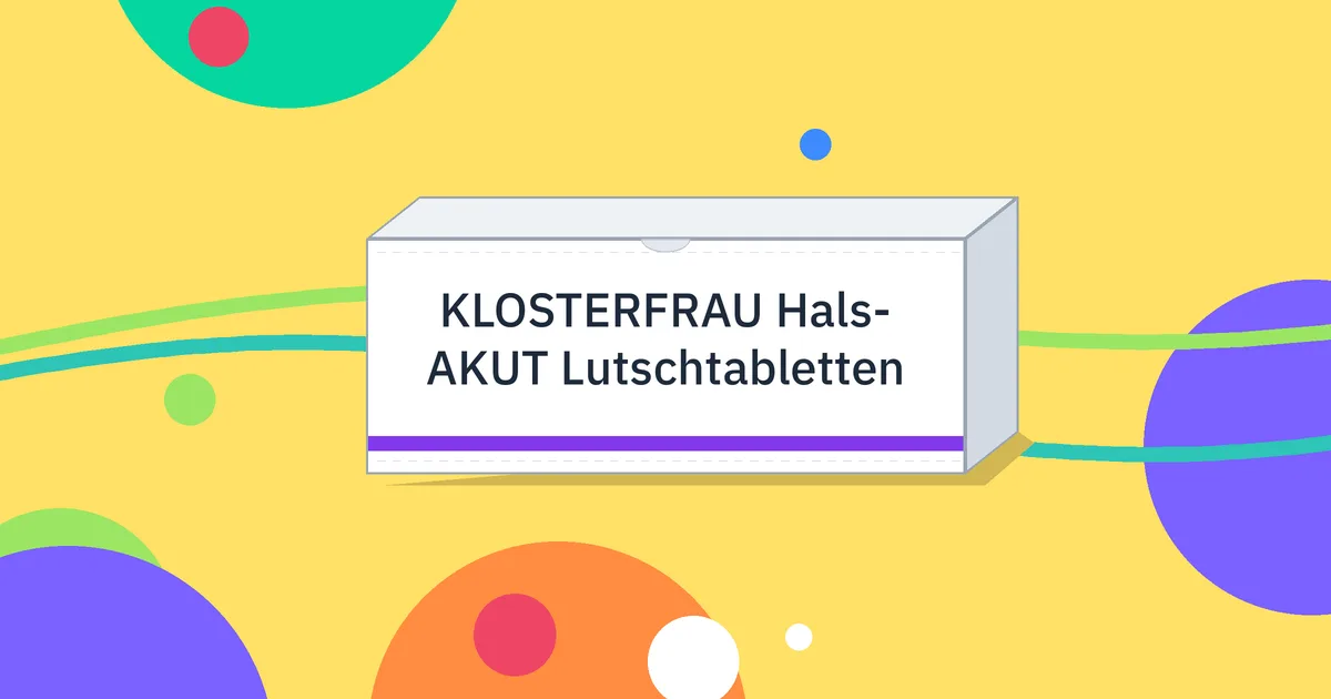 Symbolbild: Packung mit der Aufschrift KLOSTERFRAU Hals-AKUT Lutschtabletten (PZN 12650051) – Verfügbarkeit und Bezug in Apotheken in Frankfurt am Main