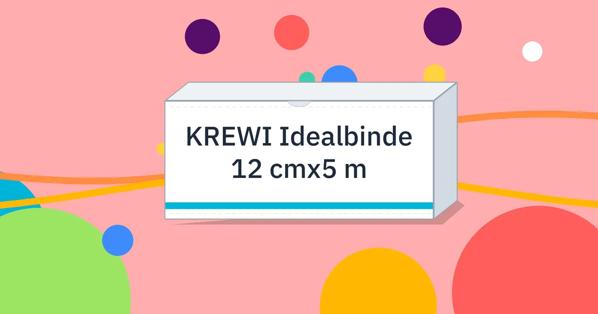 Symbolbild: Packung mit der Aufschrift KREWI Idealbinde 12 cmx5 m (PZN 17301409) – Verfügbarkeit und Bezug in Apotheken in Frankfurt am Main