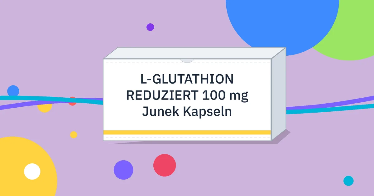 Symbolbild: Packung mit der Aufschrift L-GLUTATHION REDUZIERT 100 mg Junek Kapseln (PZN 09786108) – Verfügbarkeit und Bezug in Apotheken in Frankfurt am Main