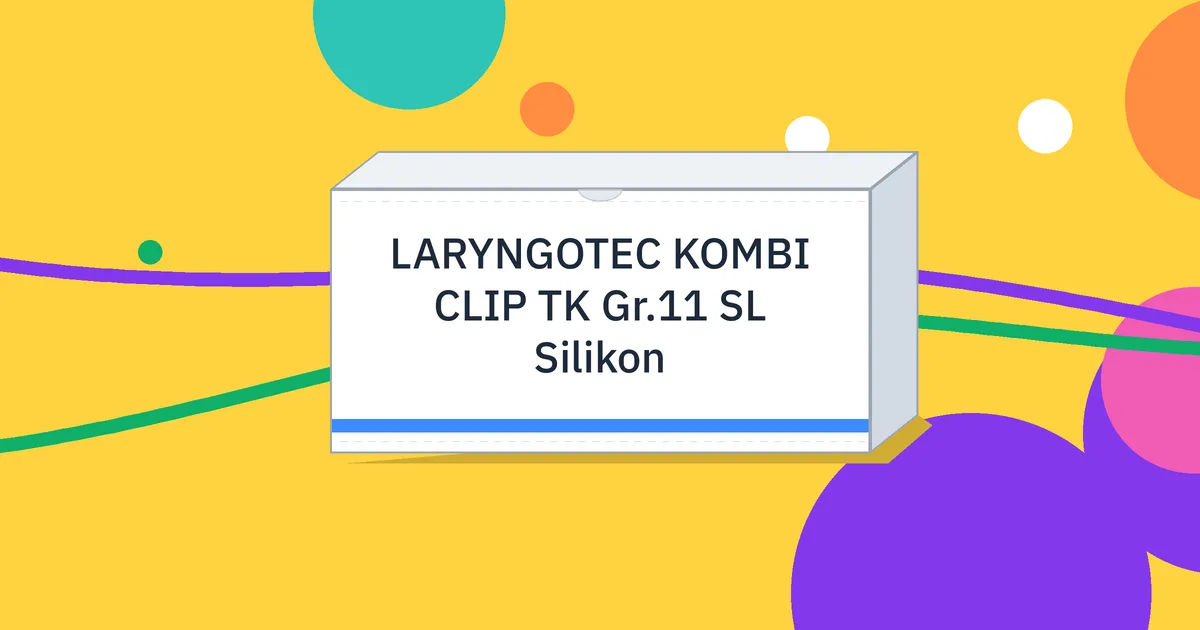 Symbolbild: Packung mit der Aufschrift LARYNGOTEC KOMBI CLIP TK Gr.11 SL Silikon (PZN 09538741) – Verfügbarkeit und Bezug in Apotheken in Frankfurt am Main
