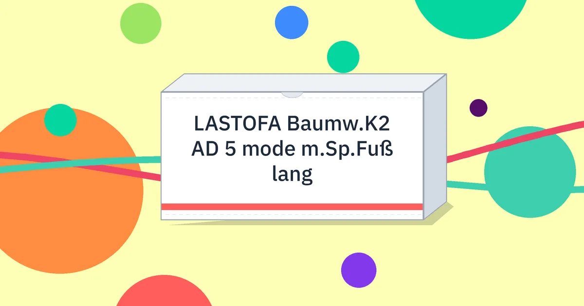 Symbolbild: Packung mit der Aufschrift LASTOFA Baumw.K2 AD 5 mode m.Sp.Fuß lang (PZN 01944016) – Verfügbarkeit und Bezug in Apotheken in Frankfurt am Main