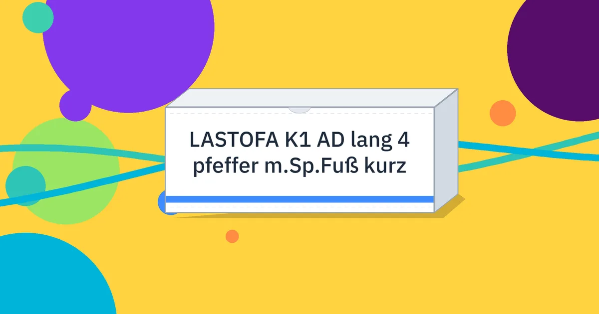 Symbolbild: Packung mit der Aufschrift LASTOFA K1 AD lang 4 pfeffer m.Sp.Fuß kurz (PZN 13787556) – Verfügbarkeit und Bezug in Apotheken in Frankfurt am Main