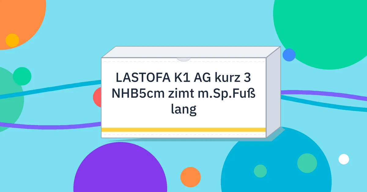 Symbolbild: Packung mit der Aufschrift LASTOFA K1 AG kurz 3 NHB5cm zimt m.Sp.Fuß lang (PZN 13790914) – Verfügbarkeit und Bezug in Apotheken in Frankfurt am Main