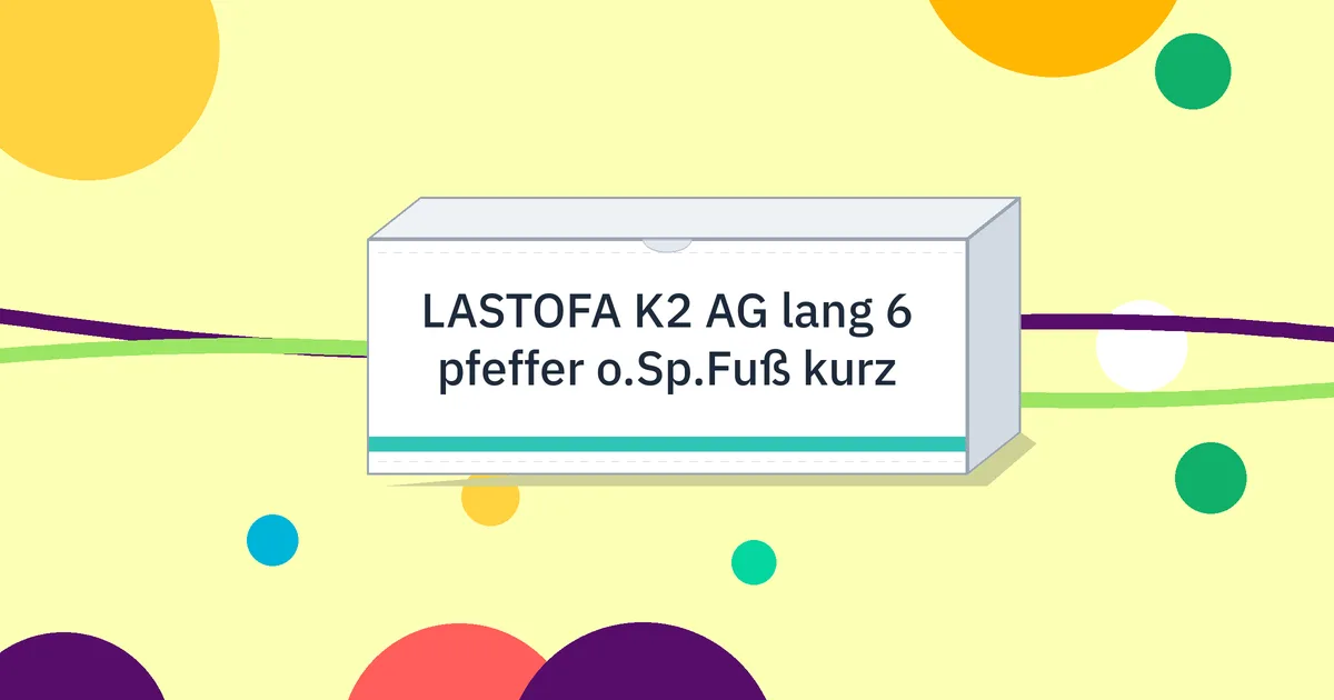 Symbolbild: Packung mit der Aufschrift LASTOFA K2 AG lang 6 pfeffer o.Sp.Fuß kurz (PZN 13807997) – Verfügbarkeit und Bezug in Apotheken in Frankfurt am Main