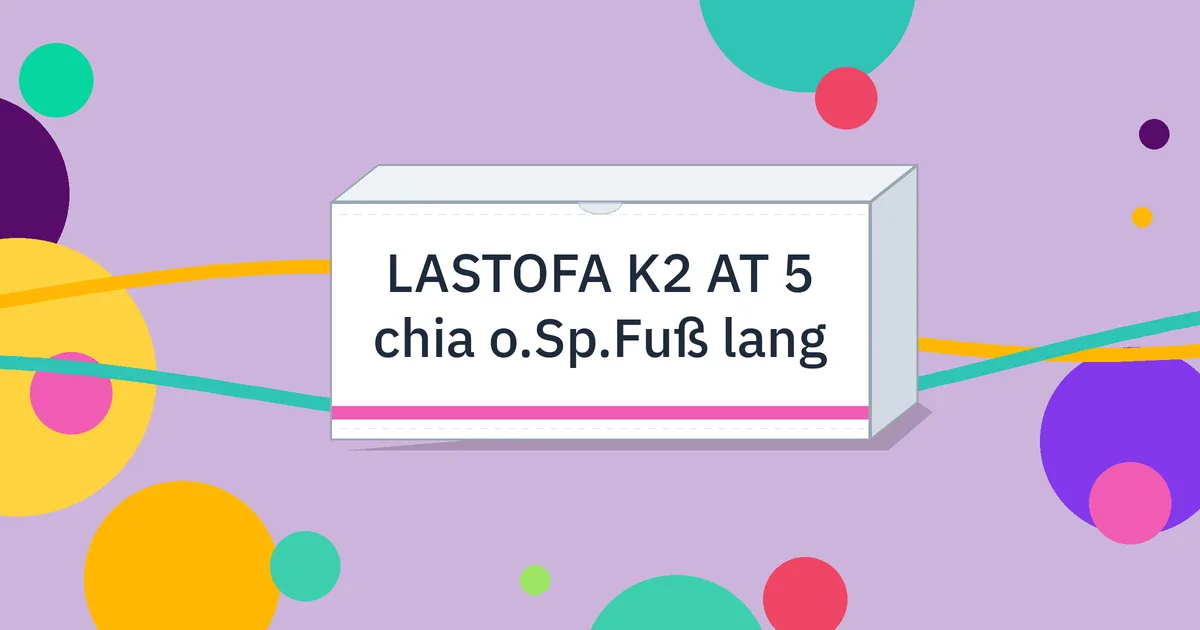 Symbolbild: Packung mit der Aufschrift LASTOFA K2 AT 5 chia o.Sp.Fuß lang (PZN 14151783) – Verfügbarkeit und Bezug in Apotheken in Frankfurt am Main