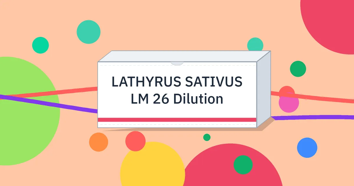 Symbolbild: Packung mit der Aufschrift LATHYRUS SATIVUS LM 26 Dilution (PZN 13523751) – Verfügbarkeit und Bezug in Apotheken in Frankfurt am Main