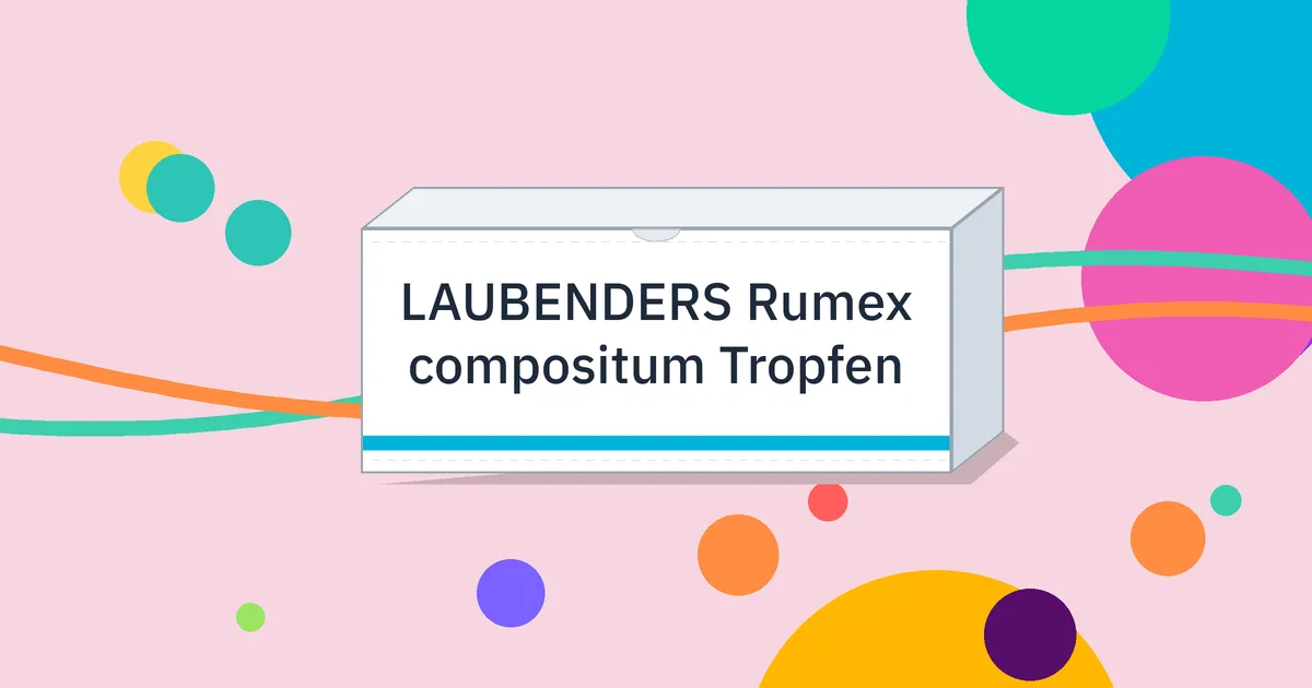 Symbolbild: Packung mit der Aufschrift LAUBENDERS Rumex compositum Tropfen (PZN 04947564) – Verfügbarkeit und Bezug in Apotheken in Frankfurt am Main