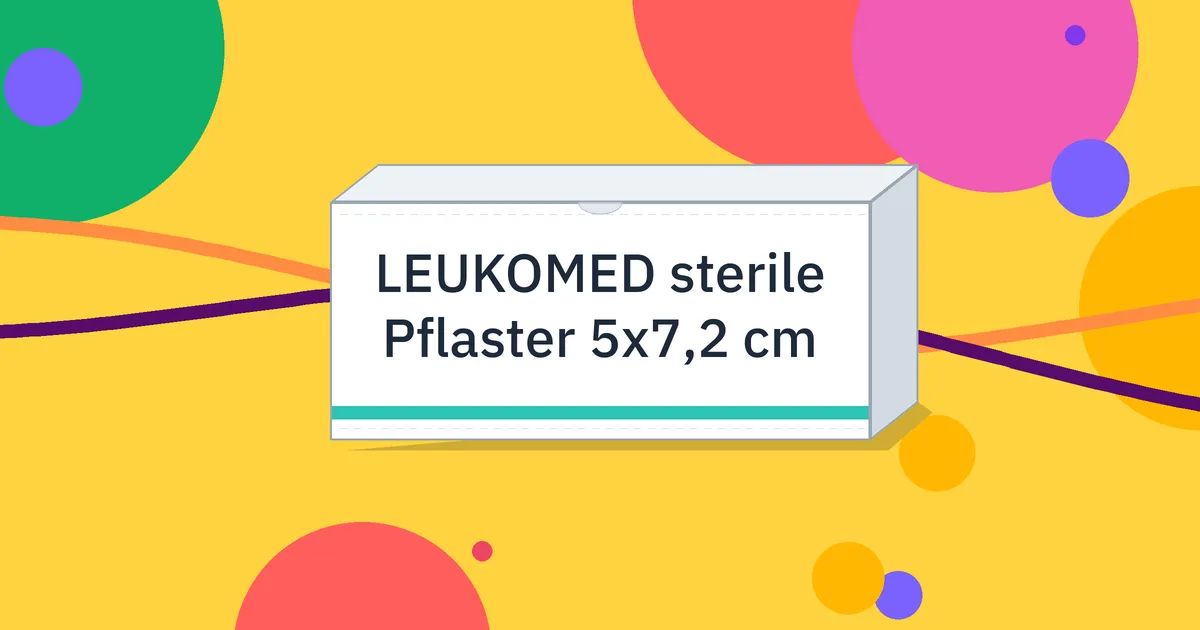 Symbolbild: Packung mit der Aufschrift LEUKOMED sterile Pflaster 5x7,2 cm (PZN 19168618) – Verfügbarkeit und Bezug in Apotheken in Frankfurt am Main