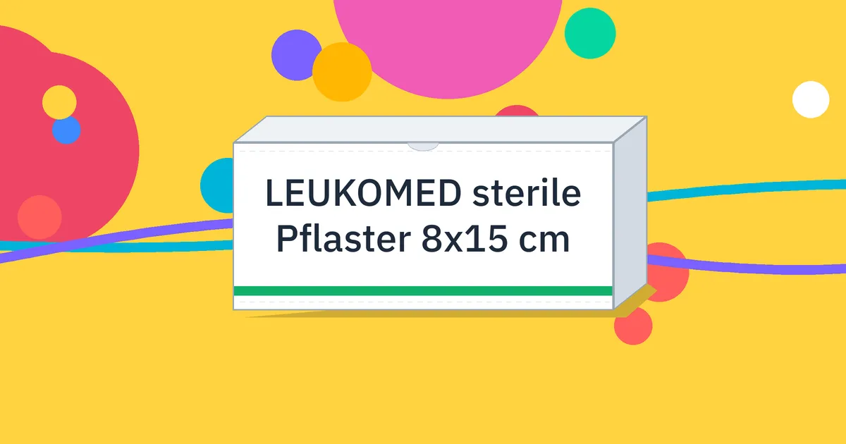 Symbolbild: Packung mit der Aufschrift LEUKOMED sterile Pflaster 8x15 cm (PZN 12657142) – Verfügbarkeit und Bezug in Apotheken in Frankfurt am Main