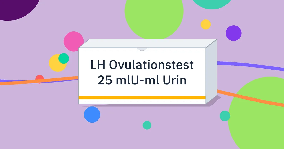 Symbolbild: Packung mit der Aufschrift LH Ovulationstest 25 mlU-ml Urin (PZN 18849115) – Verfügbarkeit und Bezug in Apotheken in Frankfurt am Main
