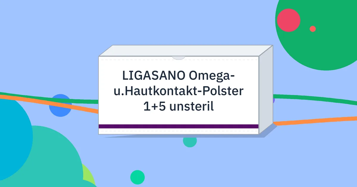 Symbolbild: Packung mit der Aufschrift LIGASANO Omega-u.Hautkontakt-Polster 1+5 unsteril (PZN 17252036) – Verfügbarkeit und Bezug in Apotheken in Frankfurt am Main