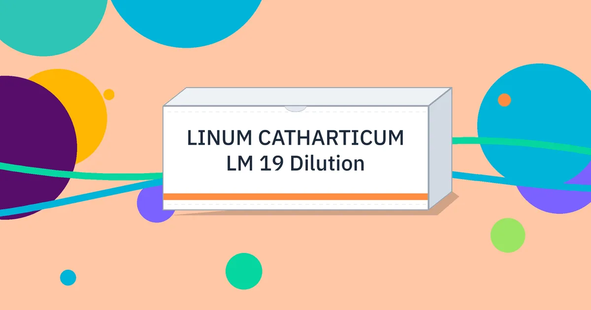 Symbolbild: Packung mit der Aufschrift LINUM CATHARTICUM LM 19 Dilution (PZN 13530194) – Verfügbarkeit und Bezug in Apotheken in Frankfurt am Main