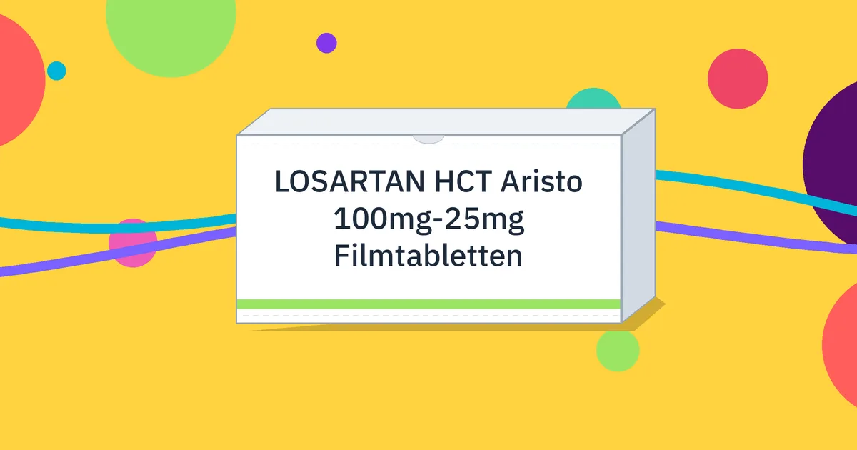 Symbolbild: Packung mit der Aufschrift LOSARTAN HCT Aristo 100mg-25mg Filmtabletten (PZN 07510939) – Verfügbarkeit und Bezug in Apotheken in Frankfurt am Main