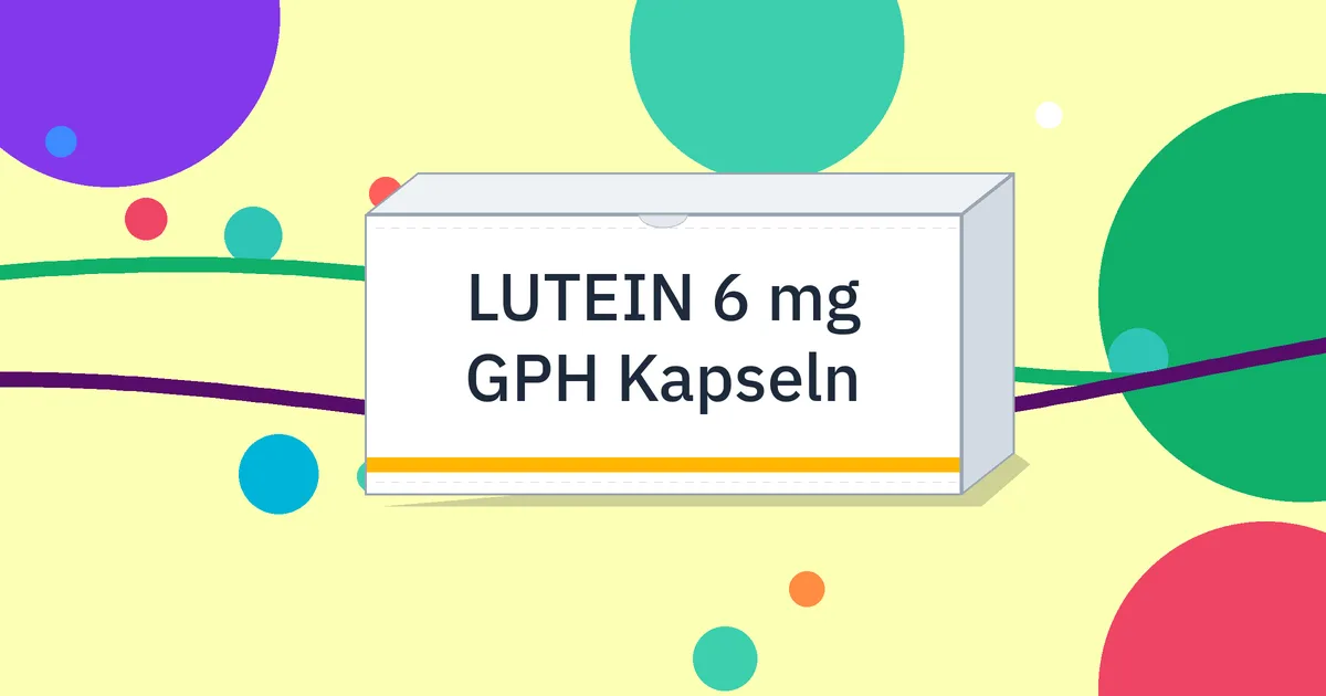 Symbolbild: Packung mit der Aufschrift LUTEIN 6 mg GPH Kapseln (PZN 06923303) – Verfügbarkeit und Bezug in Apotheken in Frankfurt am Main
