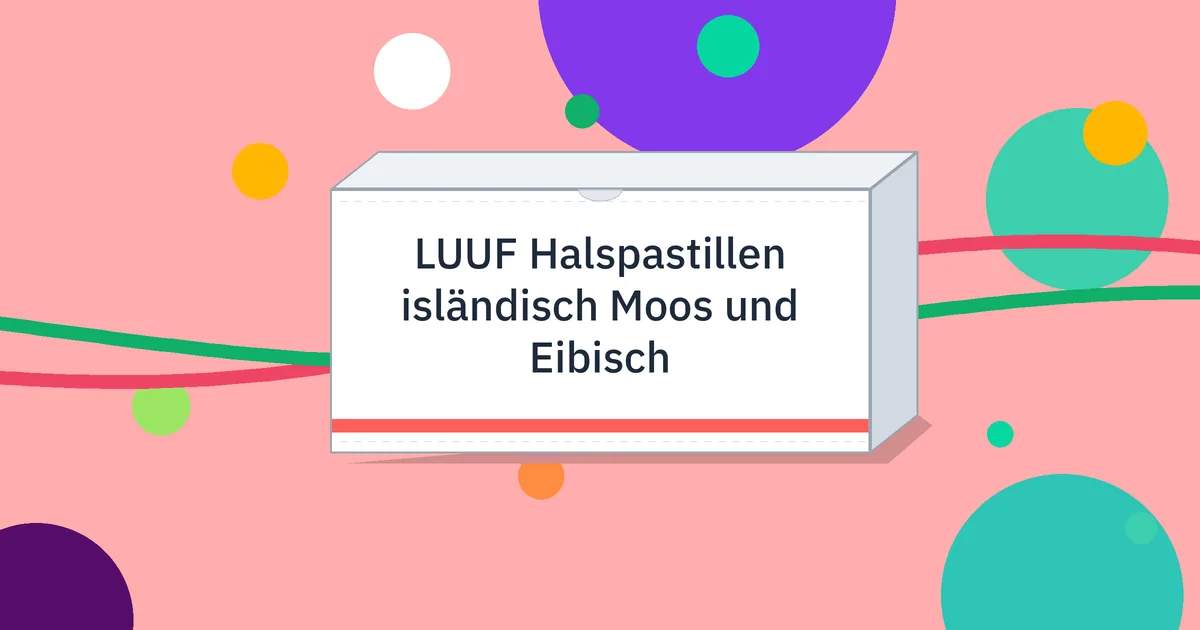 Symbolbild: Packung mit der Aufschrift LUUF Halspastillen isländisch Moos und Eibisch (PZN 18397943) – Verfügbarkeit und Bezug in Apotheken in Frankfurt am Main