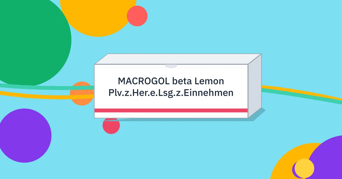 Symbolbild: Packung mit der Aufschrift MACROGOL beta Lemon Plv.z.Her.e.Lsg.z.Einnehmen (PZN 17164792) – Verfügbarkeit und Bezug in Apotheken in Frankfurt am Main