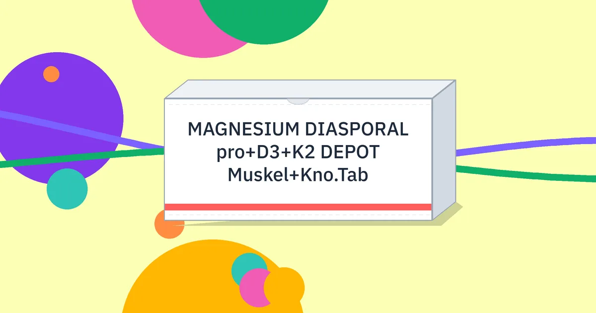 Symbolbild: Packung mit der Aufschrift MAGNESIUM DIASPORAL pro+D3+K2 DEPOT Muskel+Kno.Tab (PZN 18160141) – Verfügbarkeit und Bezug in Apotheken in Frankfurt am Main