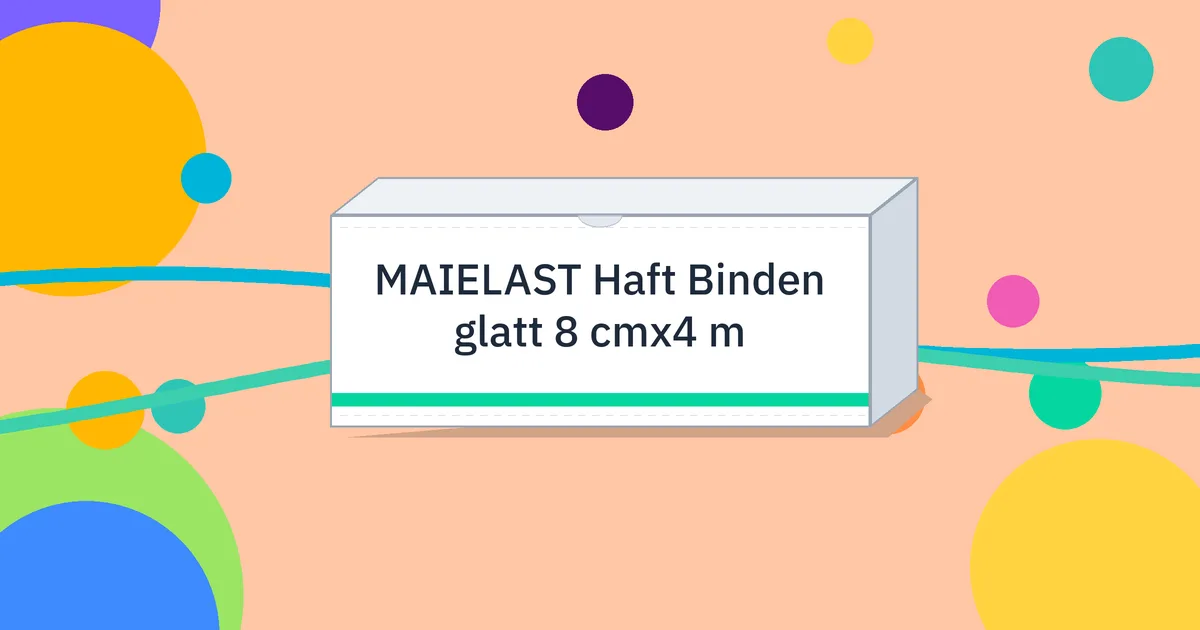 Symbolbild: Packung mit der Aufschrift MAIELAST Haft Binden glatt 8 cmx4 m (PZN 00549878) – Verfügbarkeit und Bezug in Apotheken in Frankfurt am Main