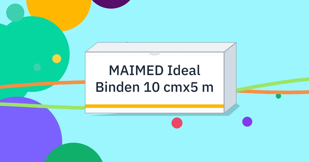 Symbolbild: Packung mit der Aufschrift MAIMED Ideal Binden 10 cmx5 m (PZN 08889384) – Verfügbarkeit und Bezug in Apotheken in Frankfurt am Main