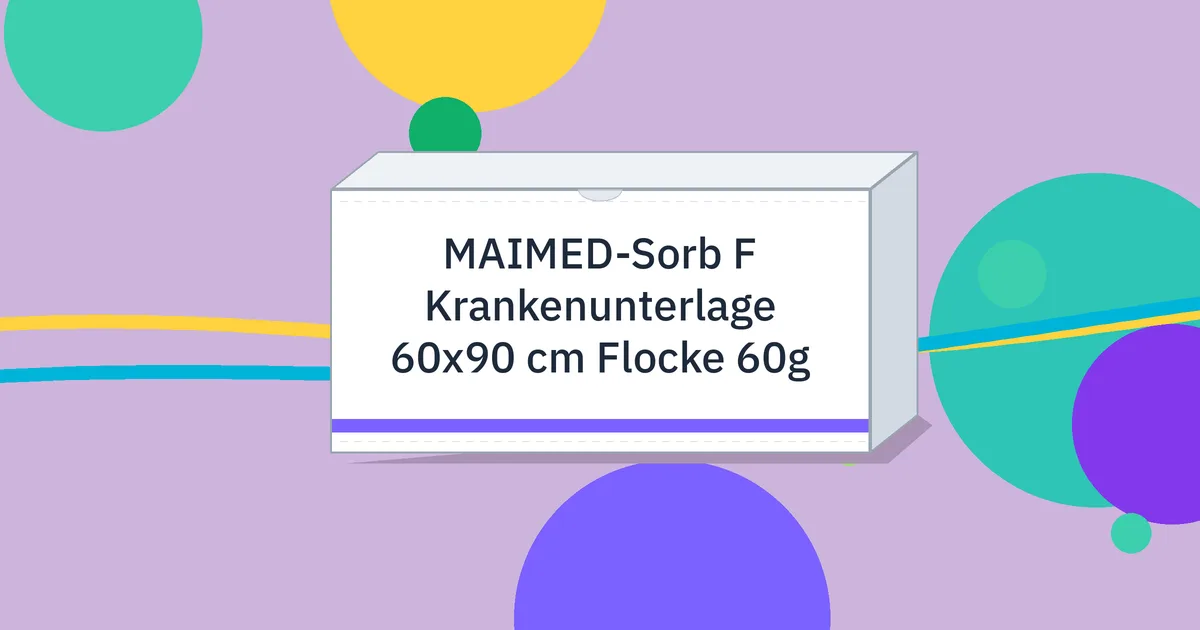 Symbolbild: Packung mit der Aufschrift MAIMED-Sorb F Krankenunterlage 60x90 cm Flocke 60g (PZN 10946793) – Verfügbarkeit und Bezug in Apotheken in Frankfurt am Main