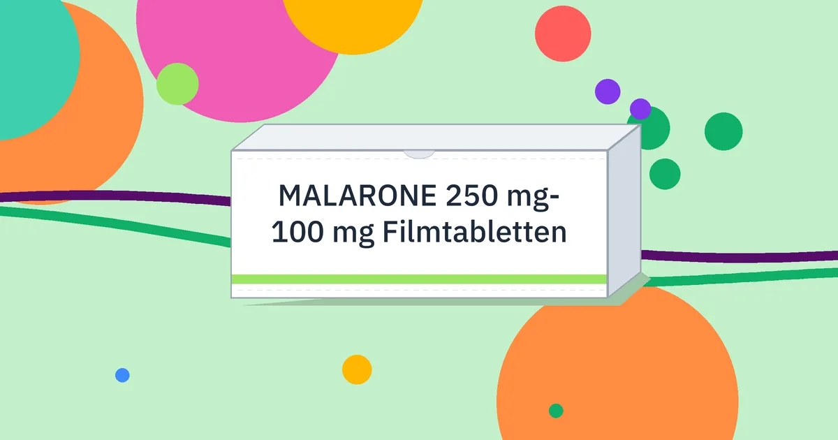 Symbolbild: Packung mit der Aufschrift MALARONE 250 mg-100 mg Filmtabletten (PZN 12339637) – Verfügbarkeit und Bezug in Apotheken in Frankfurt am Main