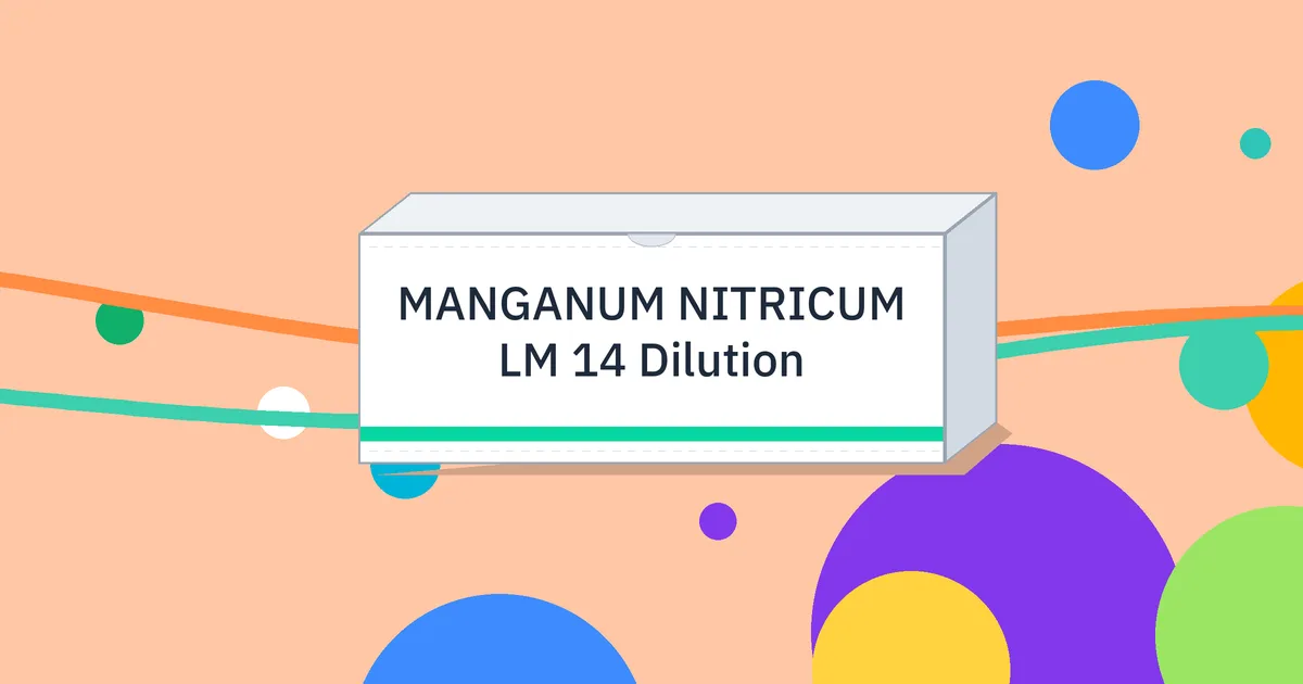 Symbolbild: Packung mit der Aufschrift MANGANUM NITRICUM LM 14 Dilution (PZN 12944189) – Verfügbarkeit und Bezug in Apotheken in Frankfurt am Main