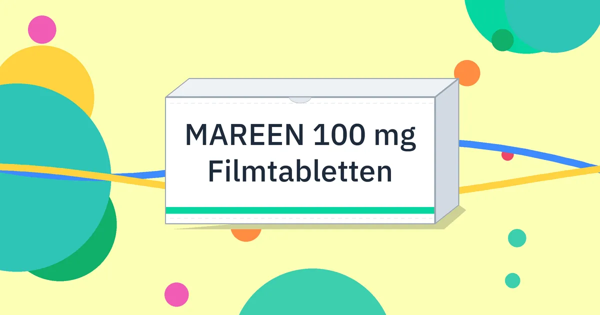 Symbolbild: Packung mit der Aufschrift MAREEN 100 mg Filmtabletten (PZN 01845194) – Verfügbarkeit und Bezug in Apotheken in Frankfurt am Main