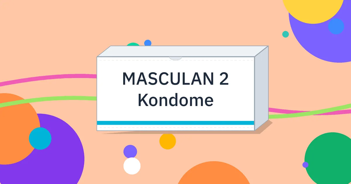 Symbolbild: Packung mit der Aufschrift MASCULAN 2 Kondome (PZN 06087580) – Verfügbarkeit und Bezug in Apotheken in Frankfurt am Main