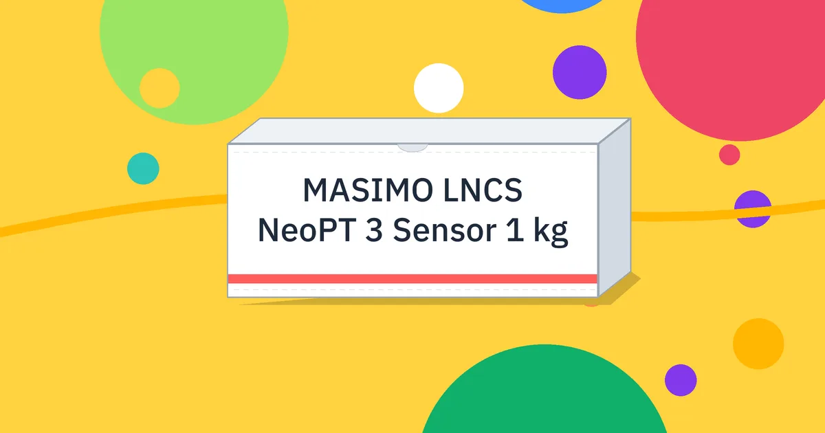 Symbolbild: Packung mit der Aufschrift MASIMO LNCS NeoPT 3 Sensor 1 kg (PZN 08480689) – Verfügbarkeit und Bezug in Apotheken in Frankfurt am Main