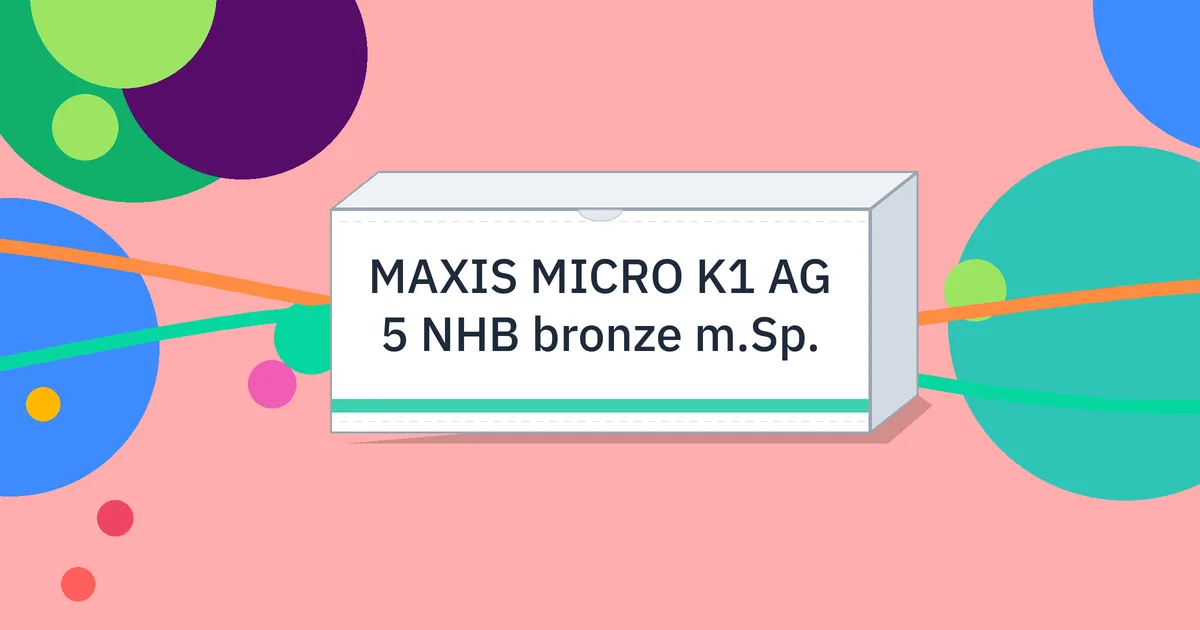 Symbolbild: Packung mit der Aufschrift MAXIS MICRO K1 AG 5 NHB bronze m.Sp. (PZN 17672761) – Verfügbarkeit und Bezug in Apotheken in Frankfurt am Main