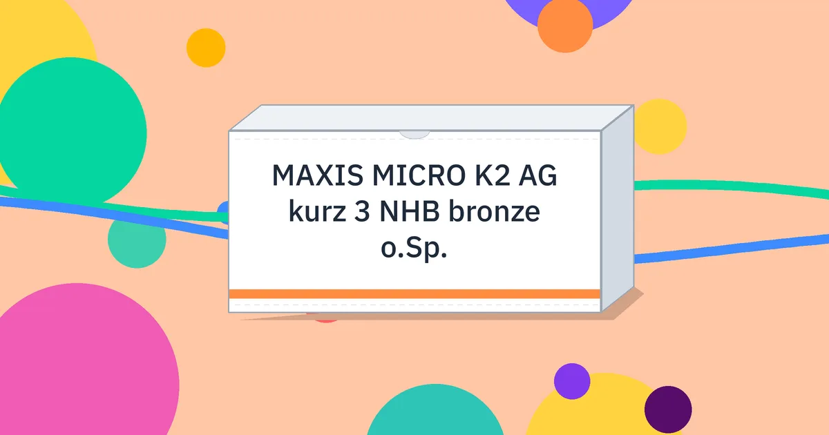 Symbolbild: Packung mit der Aufschrift MAXIS MICRO K2 AG kurz 3 NHB bronze o.Sp. (PZN 17673849) – Verfügbarkeit und Bezug in Apotheken in Frankfurt am Main
